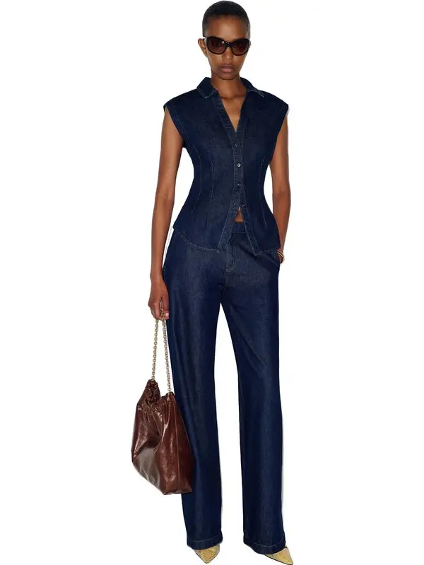 REFORMATION Veronica Denim Top - Blue
