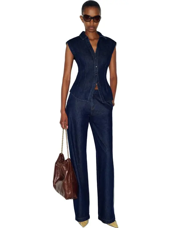 REFORMATION Veronica Denim Top - Blue