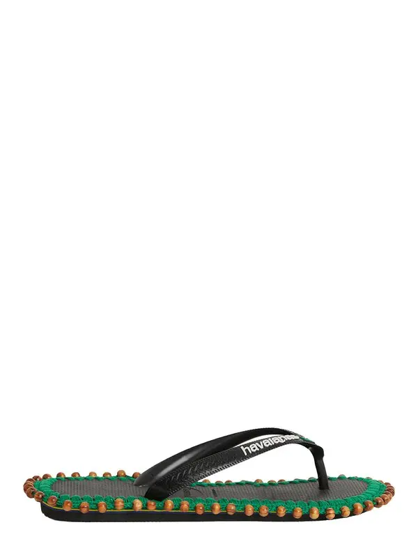 Tresse Tressé X Havaianas Avaia Wood-beaded Rubber Sandals - Black