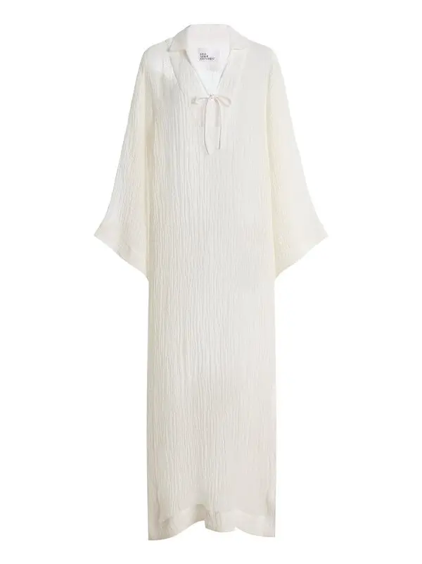 Lisa Marie Fernandez Linen-blend Maxi Tunic Caftan - White