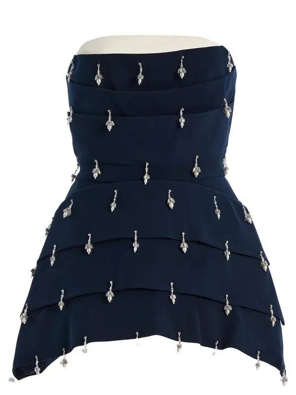 Chorus Embellished Strapless Bustier Top - Navy
