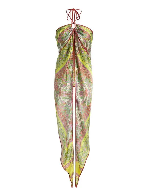 Alexis Vulcano Draped Twill Halter Top - Yellow