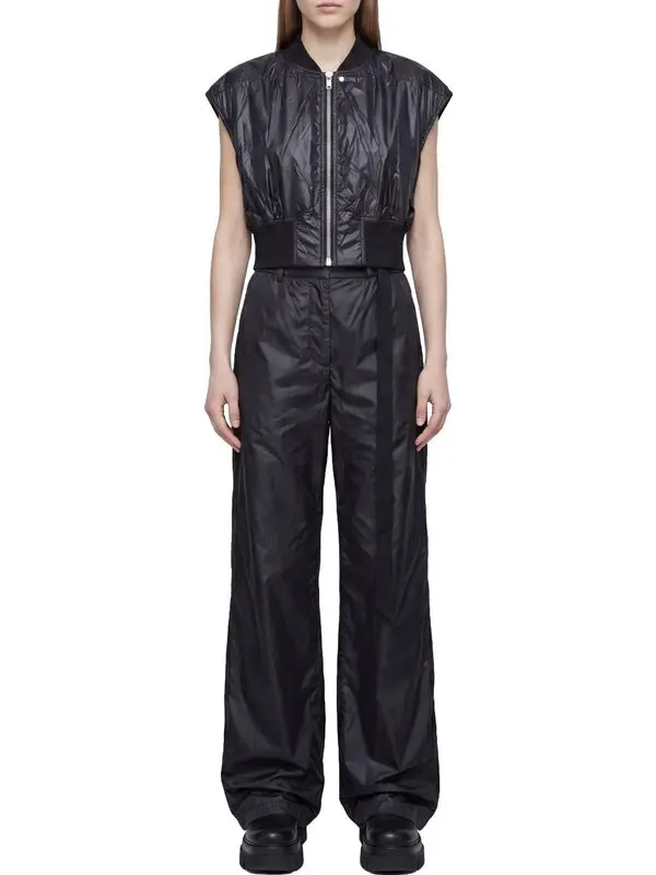 Rick Owens Short-sleeved Cropped Nylon Bomber Jacket - Black