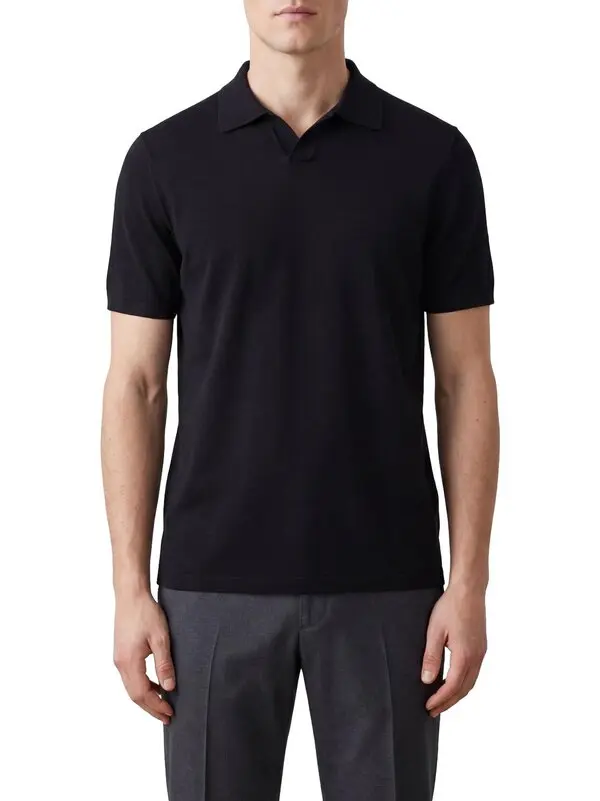 KANGRA Short-sleeved Polo Shirt Knitted In Silk And Cashmere - Black