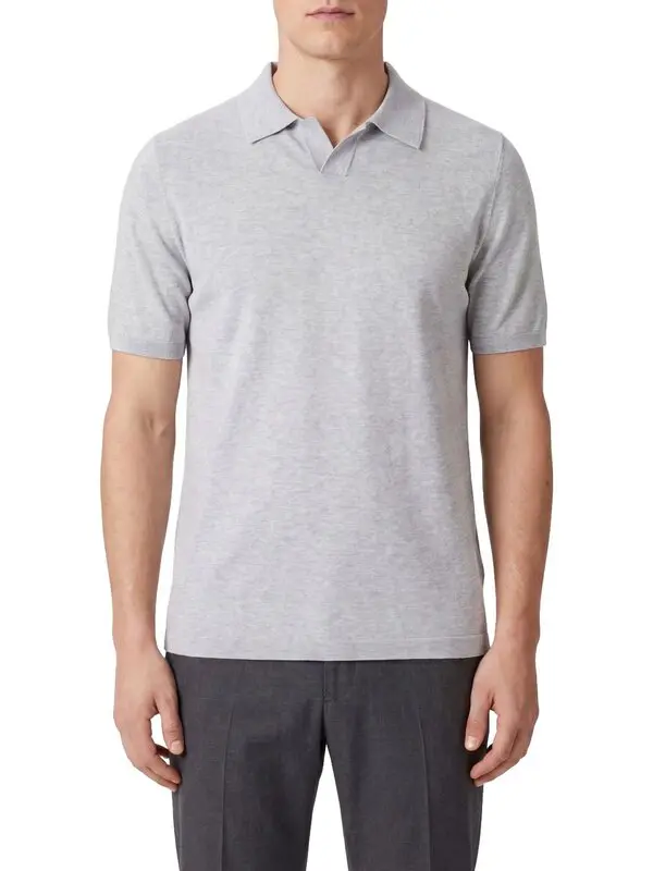 KANGRA Short-sleeved Polo Shirt Knitted In Silk And Cashmere - Silver