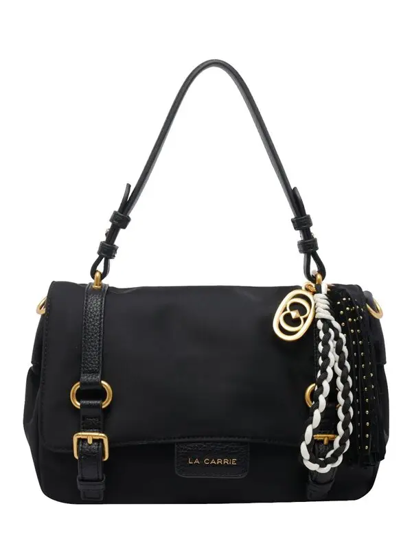 LA CARRIE Atena Shoulder Bag With Leather Trim - Black