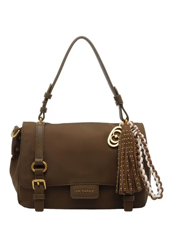 LA CARRIE Atena Shoulder Bag With Leather Trim - Brown