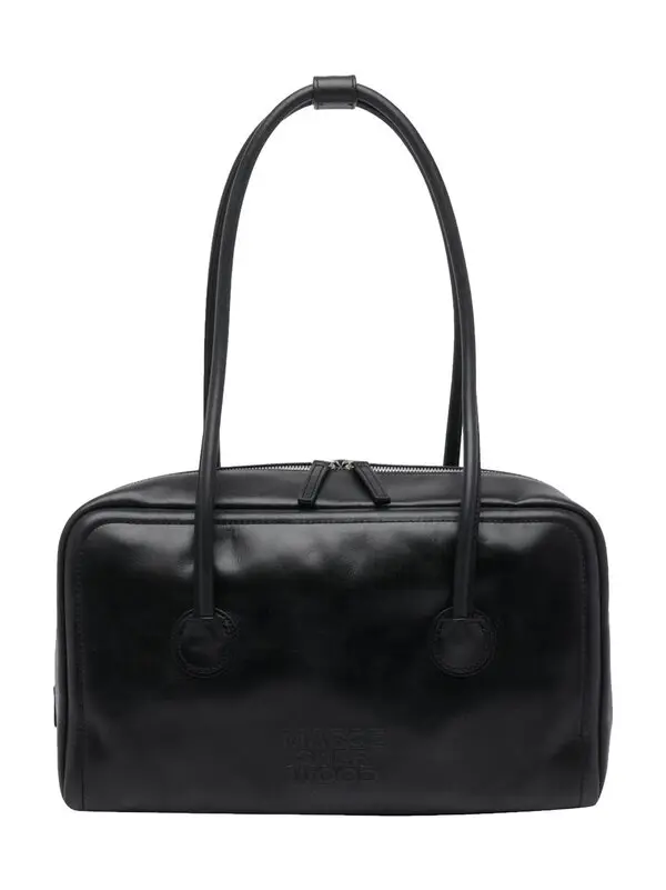 MARGESHERWOOD Boston Smooth Calfskin Leather Shoulder Bag - Black
