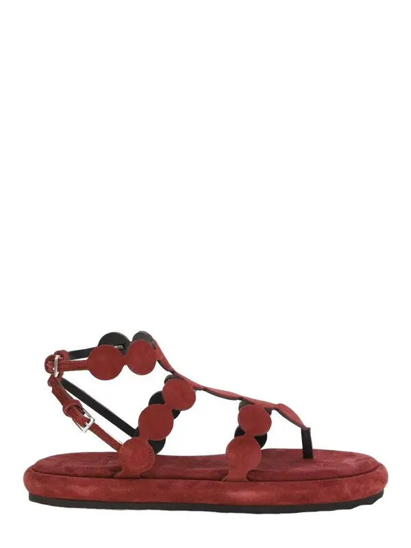 Pierre Hardy Suede Thong Sandals With Ankle Strap - Red