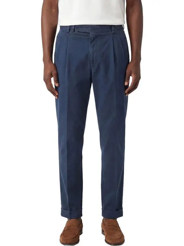 PT TORINO Slim Fit Cotton Chino Trousers With Slash Pockets - Blue