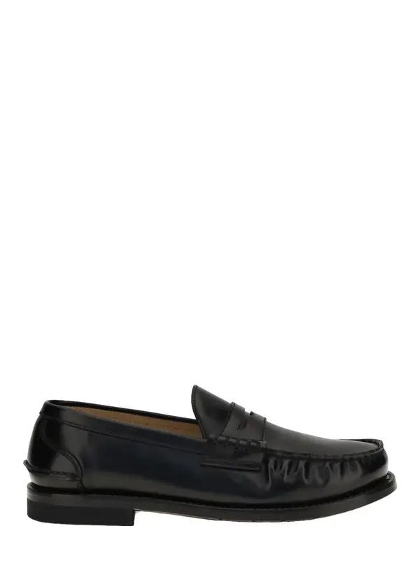 Premiata Classic Calfskin Leather Loafers With Saddle Strap - Black