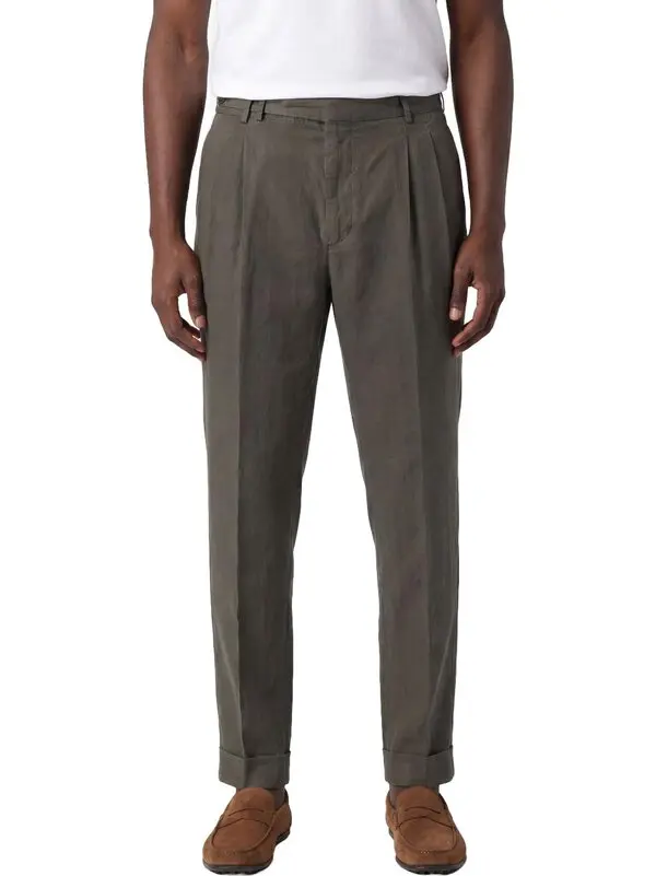 PT TORINO Slim Fit Linen And Cotton Blend Chino Trousers - Brown