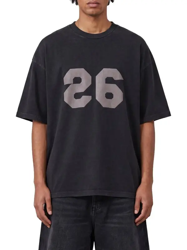 Fear Of God Relaxed Fit Cotton T-shirt With Slogan And Contrast Logo Print - Black