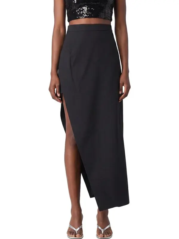 VIVIENNE WESTWOOD High-waisted Asymmetrical Midi Skirt In Virgin Wool - Black