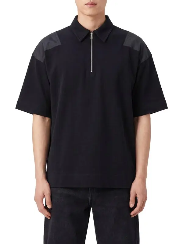 TATRAS Short-sleeved Cotton Polo Shirt With Zip Closure And Dropped Shoulders - Black