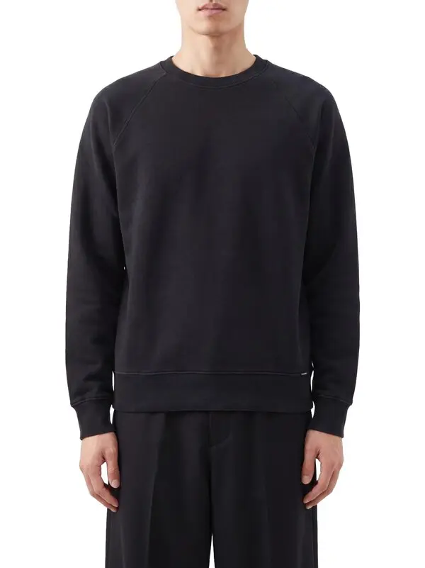 TOM FORD Relaxed Fit Cotton Crewneck Sweatshirt With Dropped Shoulders - Black