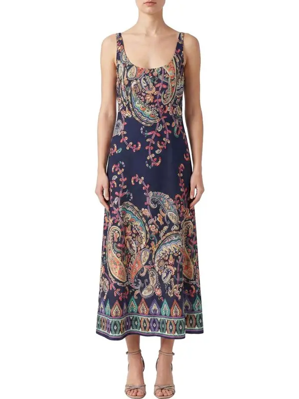 Etro Paisley Print Crêpe Midi Dress - Multicolor