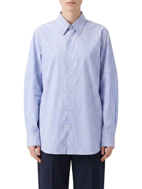 MAISON MARGIELA Striped Cotton Poplin Shirt - Blue