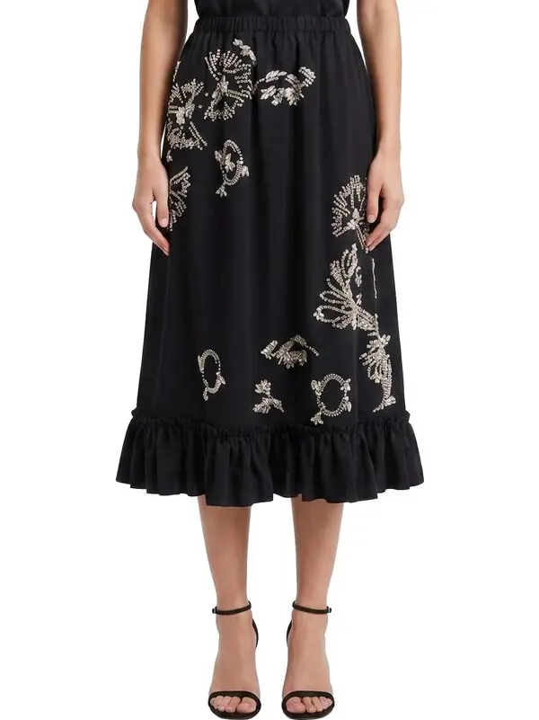 Dries Van Noten Embellished Midi Skirt - Black
