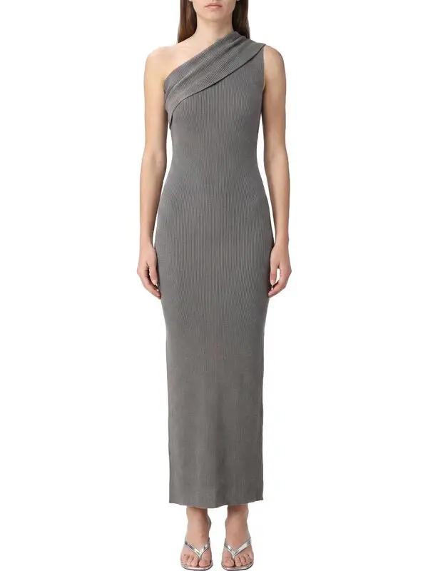 Rick Owens Asymmetric One-shoulder Knit Midi Dress - Grey