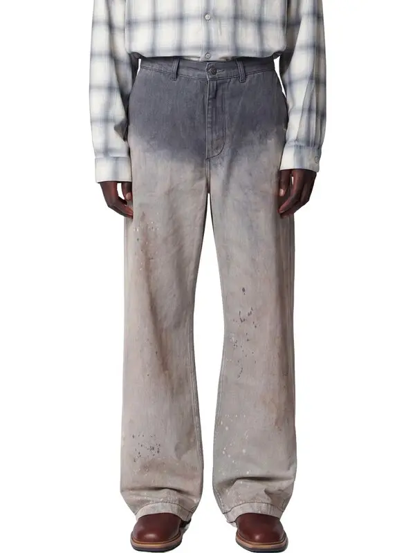Our Legacy Rig Chino Wide-leg Jeans With Abstract Print - Grey