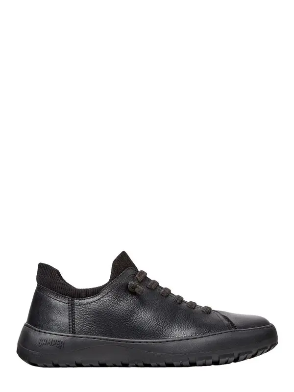 Camper Peu Serra Grained Leather Slip-on Trainers With Vibram Sole - Black