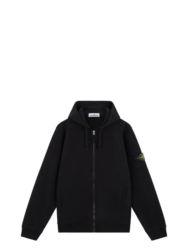 Stone Island Zip Hoodie - Black