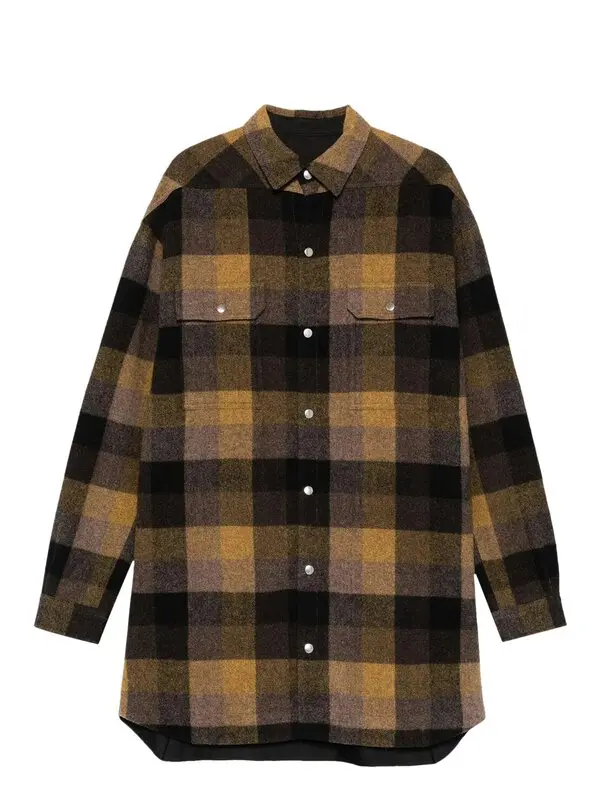 Rick Owens Honey Plaid Wool Outershirt - Multicolor