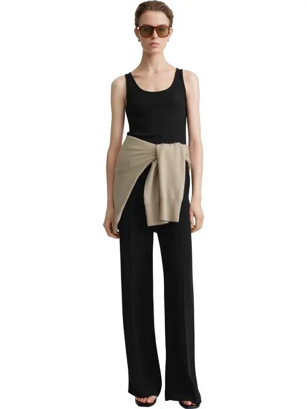 TOTEME Ribbed Scoop Neck Tank Top - Black