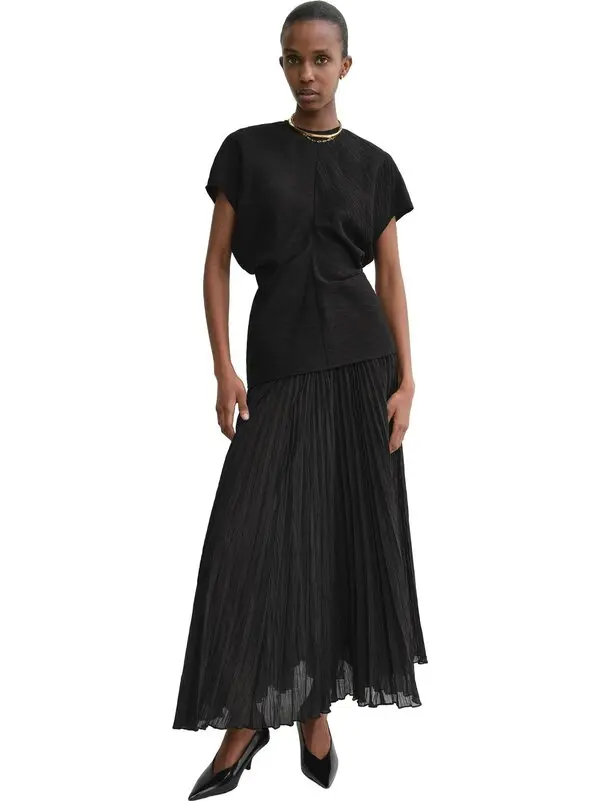 TOTEME Slouch Waist Crinkled Top - Black
