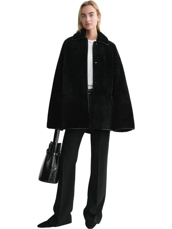 TOTEME Teddy Shearling Oversized Jacket - Black