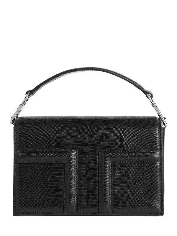 TOTEME Mini T-flap Bag In Lizard-embossed Leather - Black