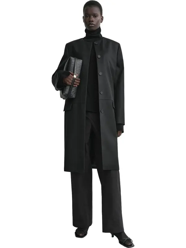 TOTEME Collarless Chintz Coat - Black