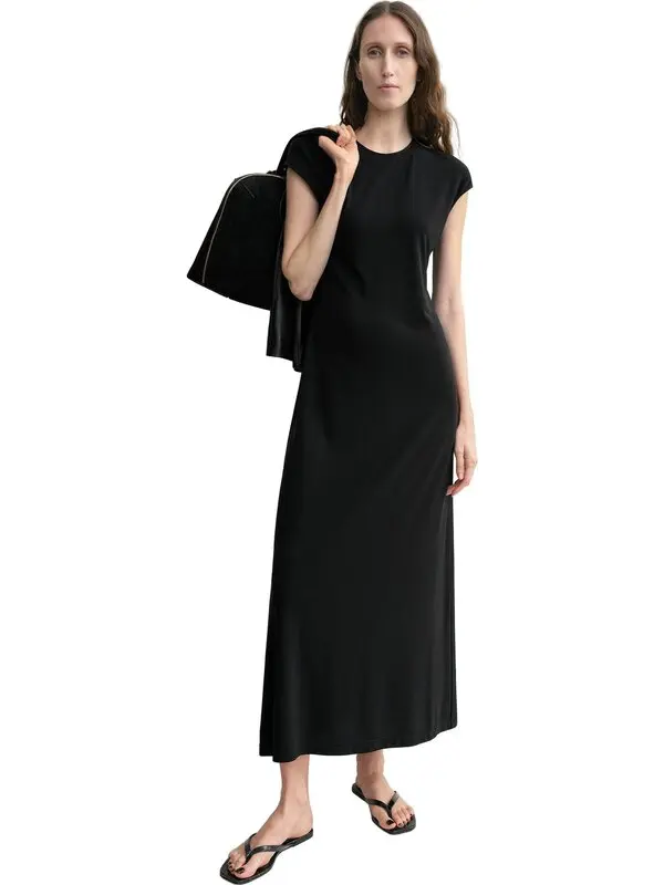 TOTEME Jersey Cap Sleeve Maxi Dress - Black