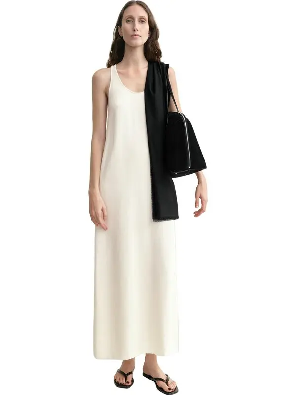 TOTEME Scoop Neck Sablé Dress - Macadamia