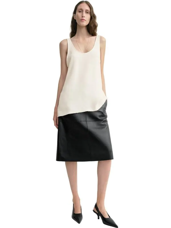TOTEME Sablé Tank With Scoop Neckline And Raw Hem - Macadamia