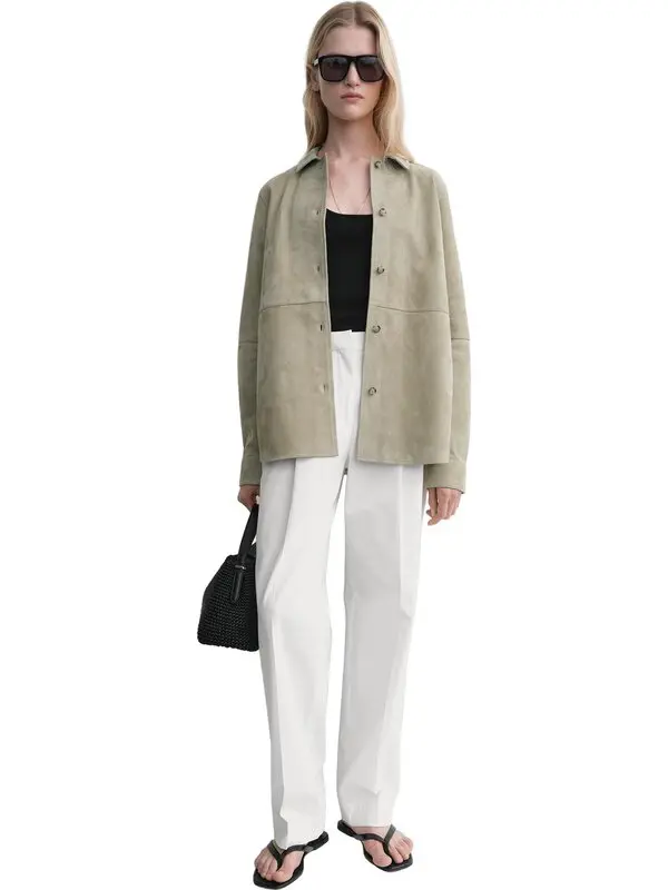 TOTEME Soft Suede Paneled Shirt - Desert