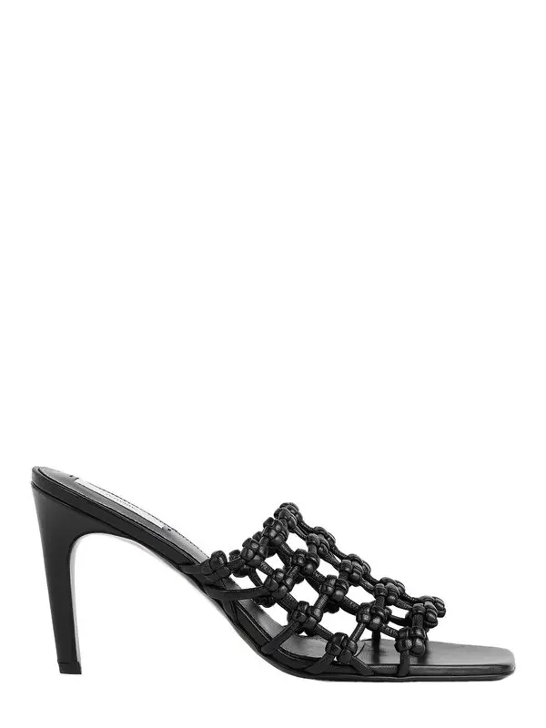 TOTEME Braided Leather Bandeau Mules - Black