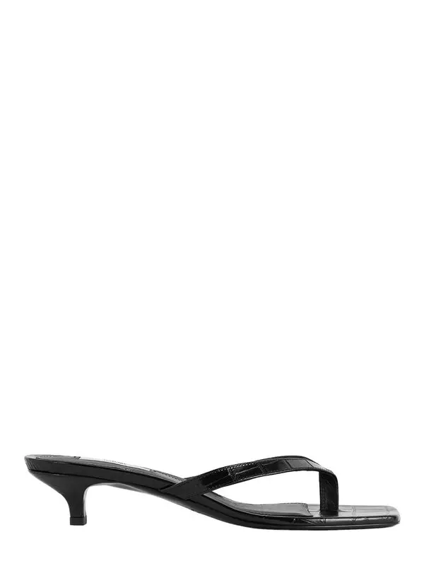 TOTEME Croc-embossed Heeled Flip Flops - Black