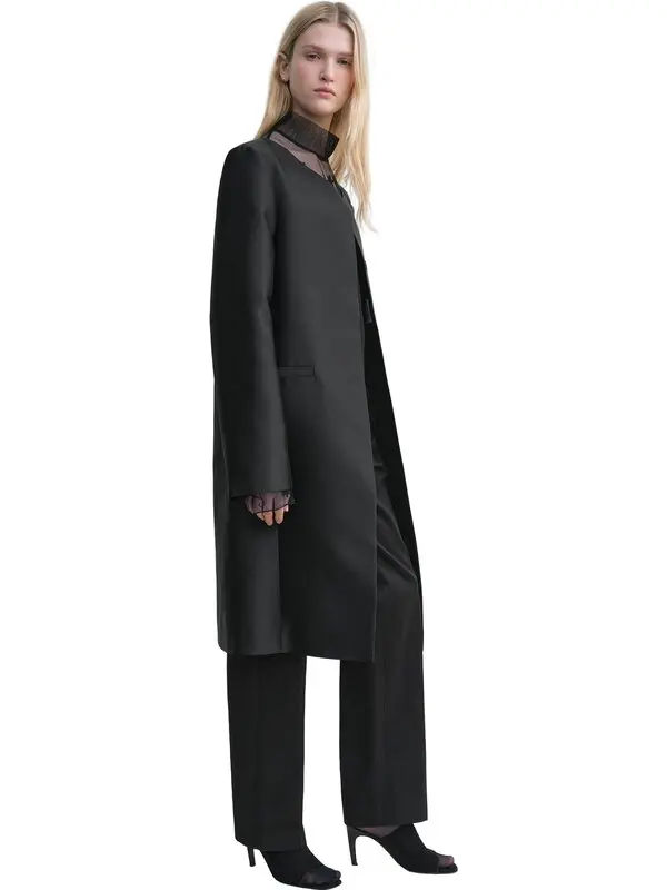 TOTEME Collarless Radzimir Silk Coat - Black