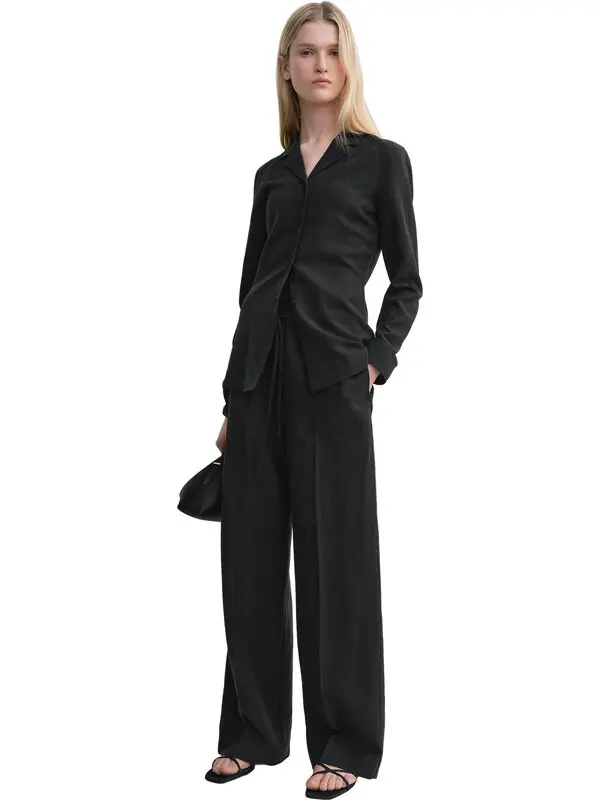 TOTEME Fluid Lyocell-linen Blend Shirt - Black