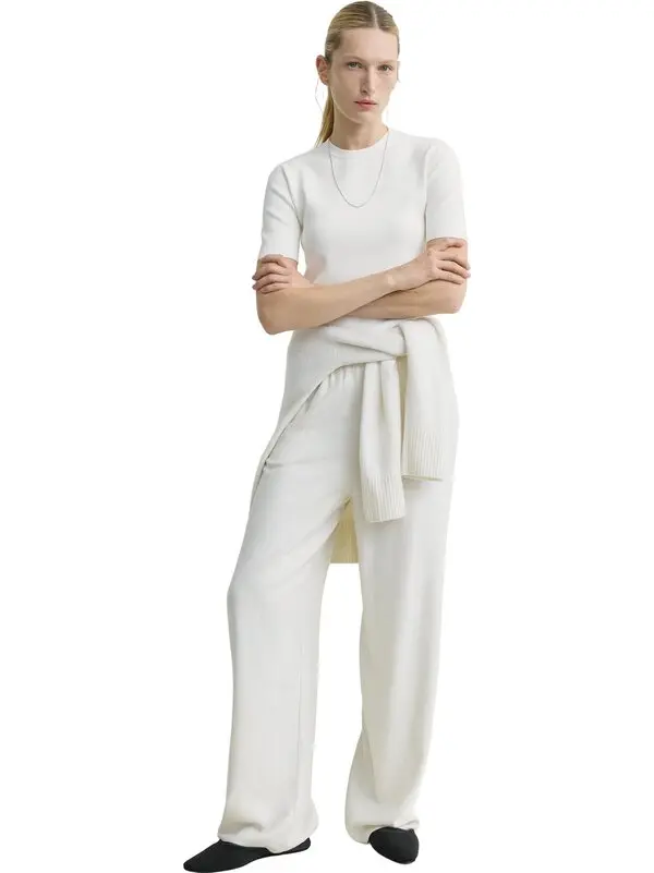 TOTEME Monogram Flannel Lounge Pants - Ecru