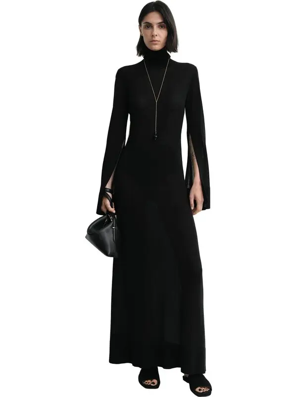 TOTEME Slit Sleeve Knit Maxi Dress - Black