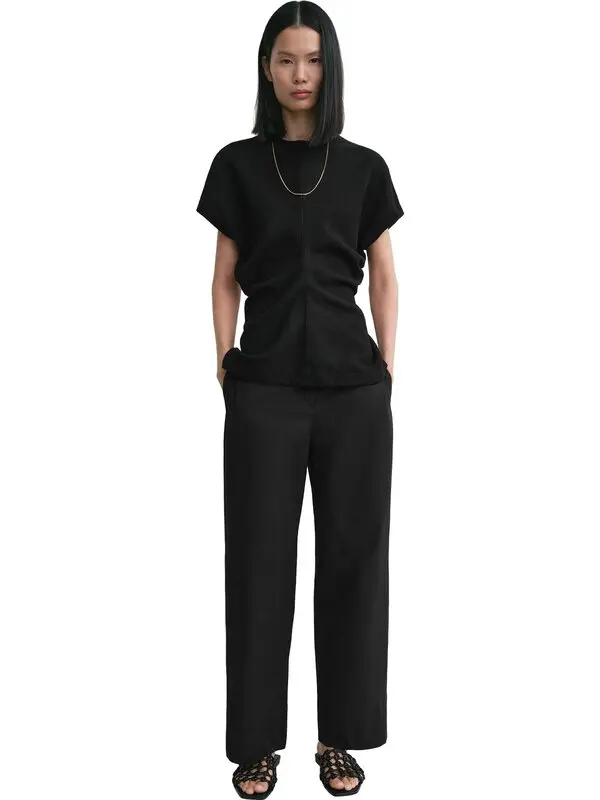 TOTEME Slouch Waist Basketweave Top - Black