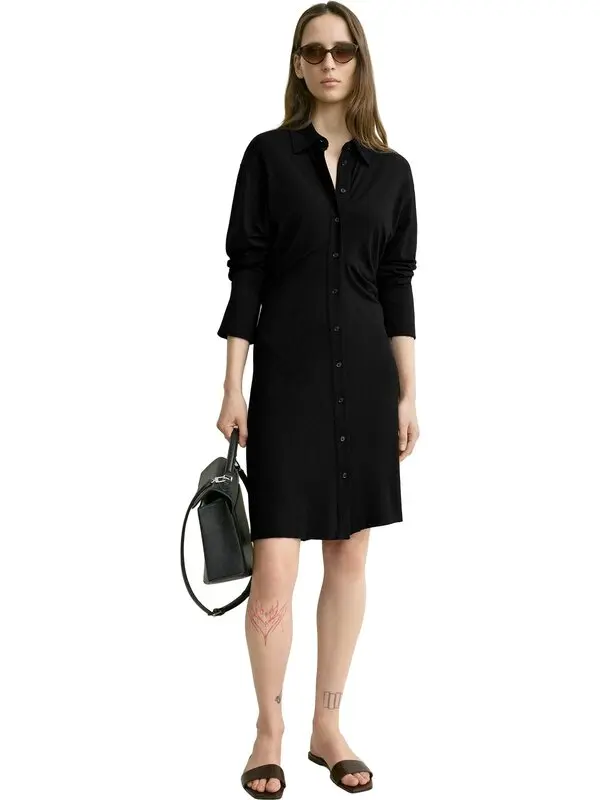 TOTEME Slouch Jersey Shirtdress - Black