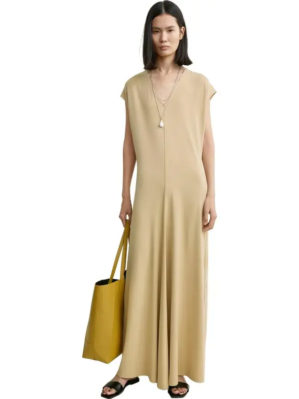 TOTEME V-neck Jersey Maxi Dress - Chai