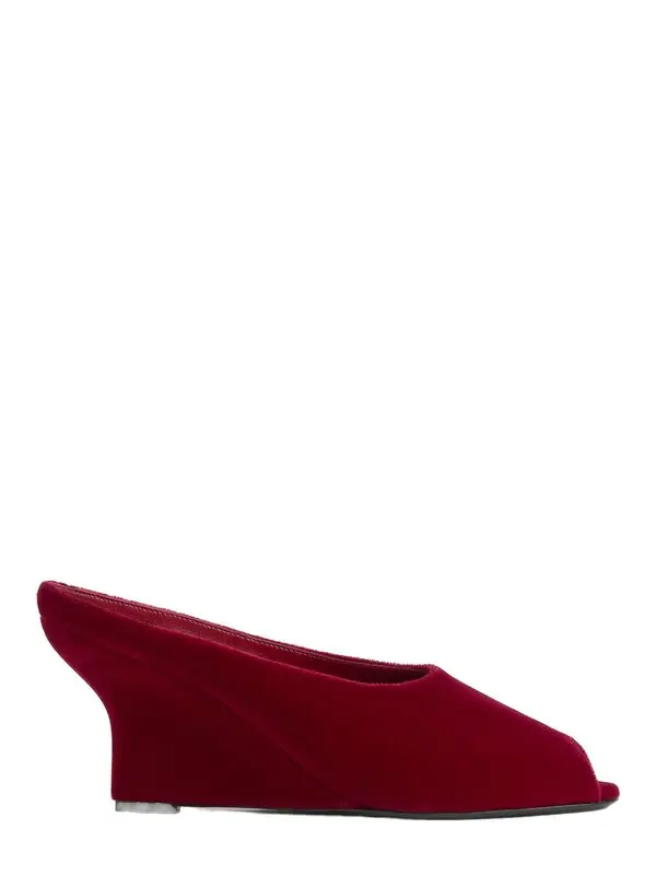 TOTEME Peep-toe Velvet Wedge Mules - Red