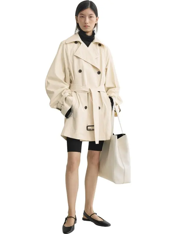 TOTEME Washed Cotton Double-breasted Trench Coat - Stone