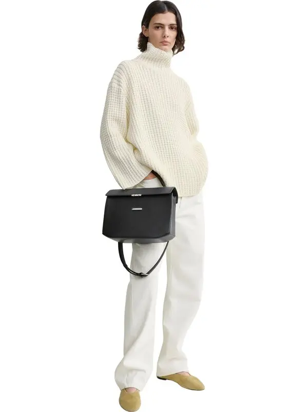TOTEME Whipstitch Knit Turtleneck Sweater - Milk