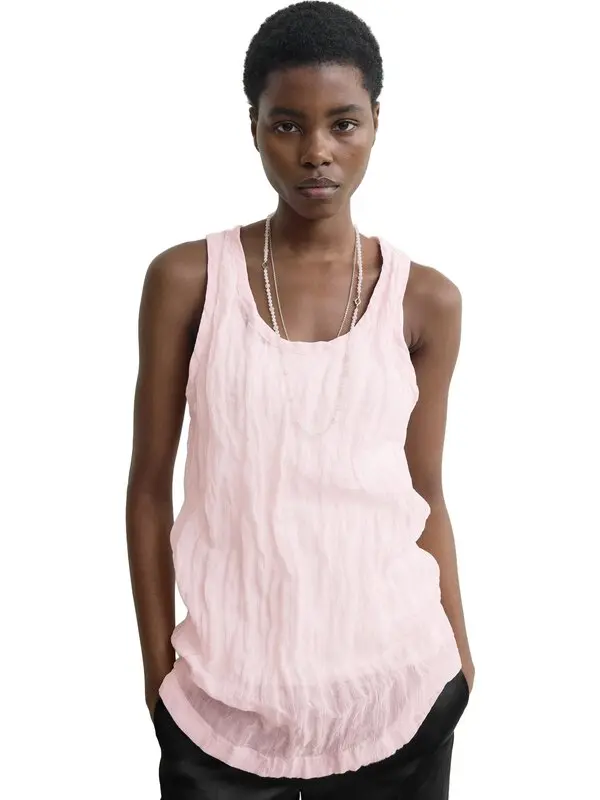 TOTEME Crinkled Cotton Tank With Metal Yarn - Bloom